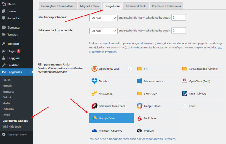 2 Cara Backup WordPress Otomatis dengan UpdraftPlus Gratis