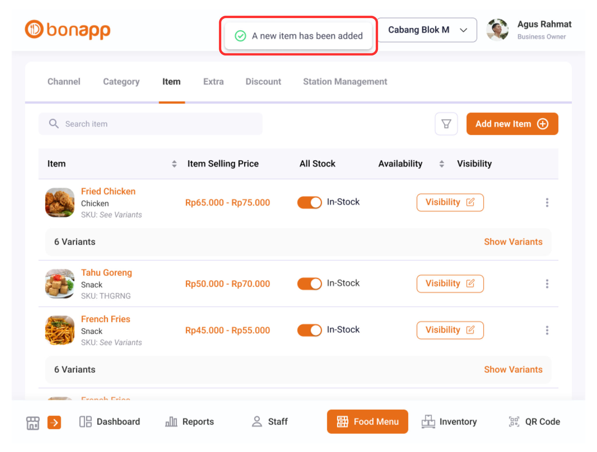 *Perlu diingat, Jika sudah memilih Create Item, Merchant tidak dapat ...