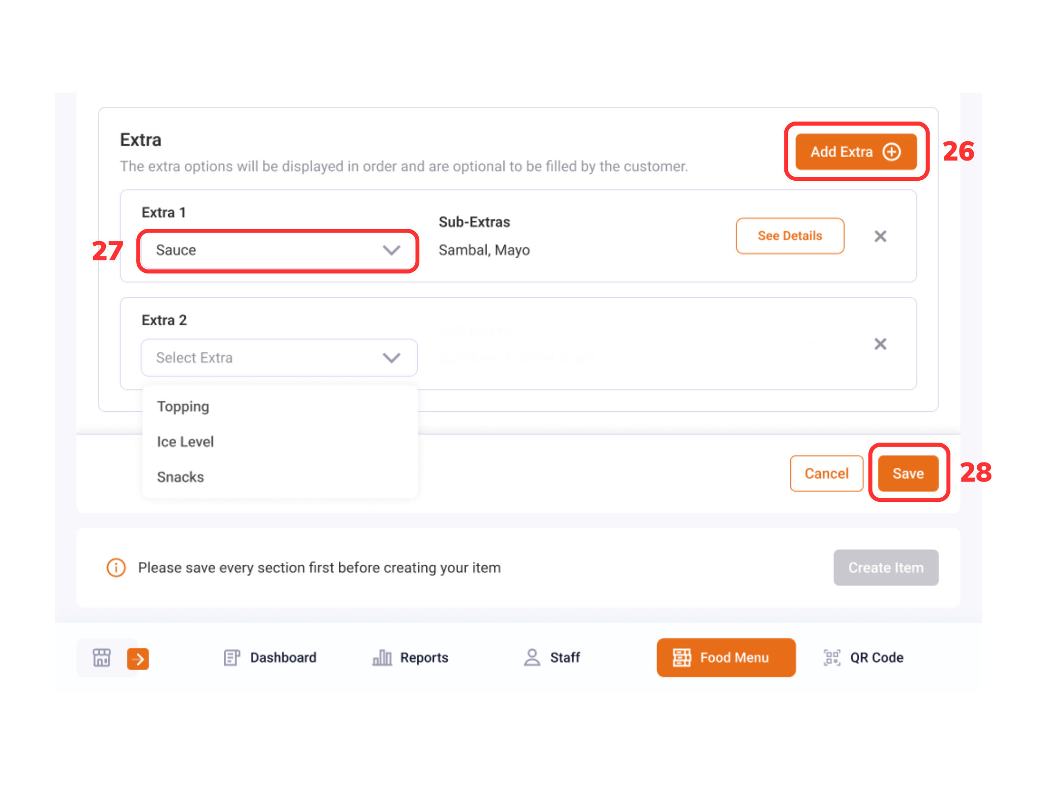 Setelah itu, Merchant dapat membuat xxtra dengan memilih menu “Add Extra (26)” . Kemudian, pilih ...