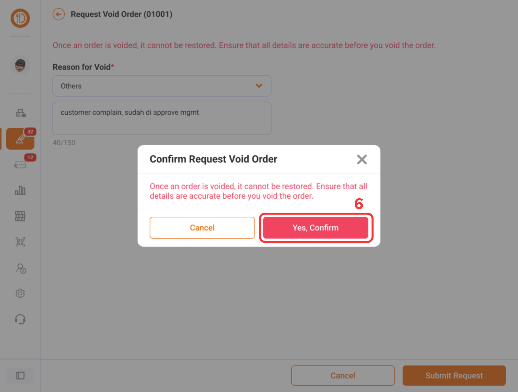 Konfirmasi kembali pada pop up yang muncul, lali pilih “Yes, Comfirm (6)”