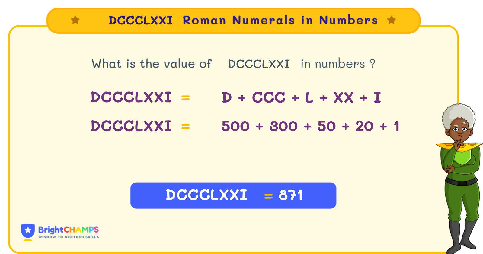 DCCCLXXI Roman Numerals | Number form of DCCCLXXI