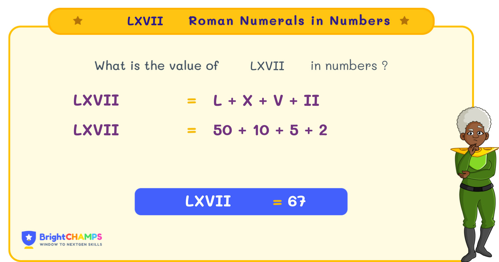 LXVII Roman Numerals | Number form of LXVII
