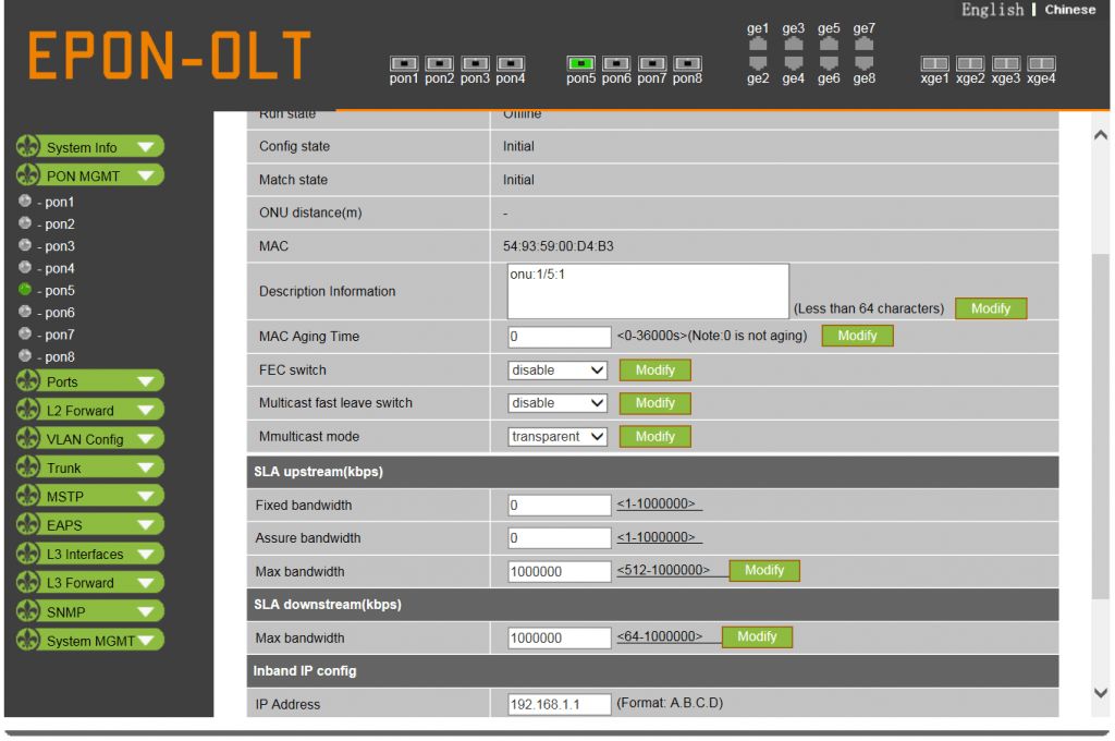 EPON OLT 4 PON Ports Bt-P6104h Gpon Epon Ftth Solution | BT-PON