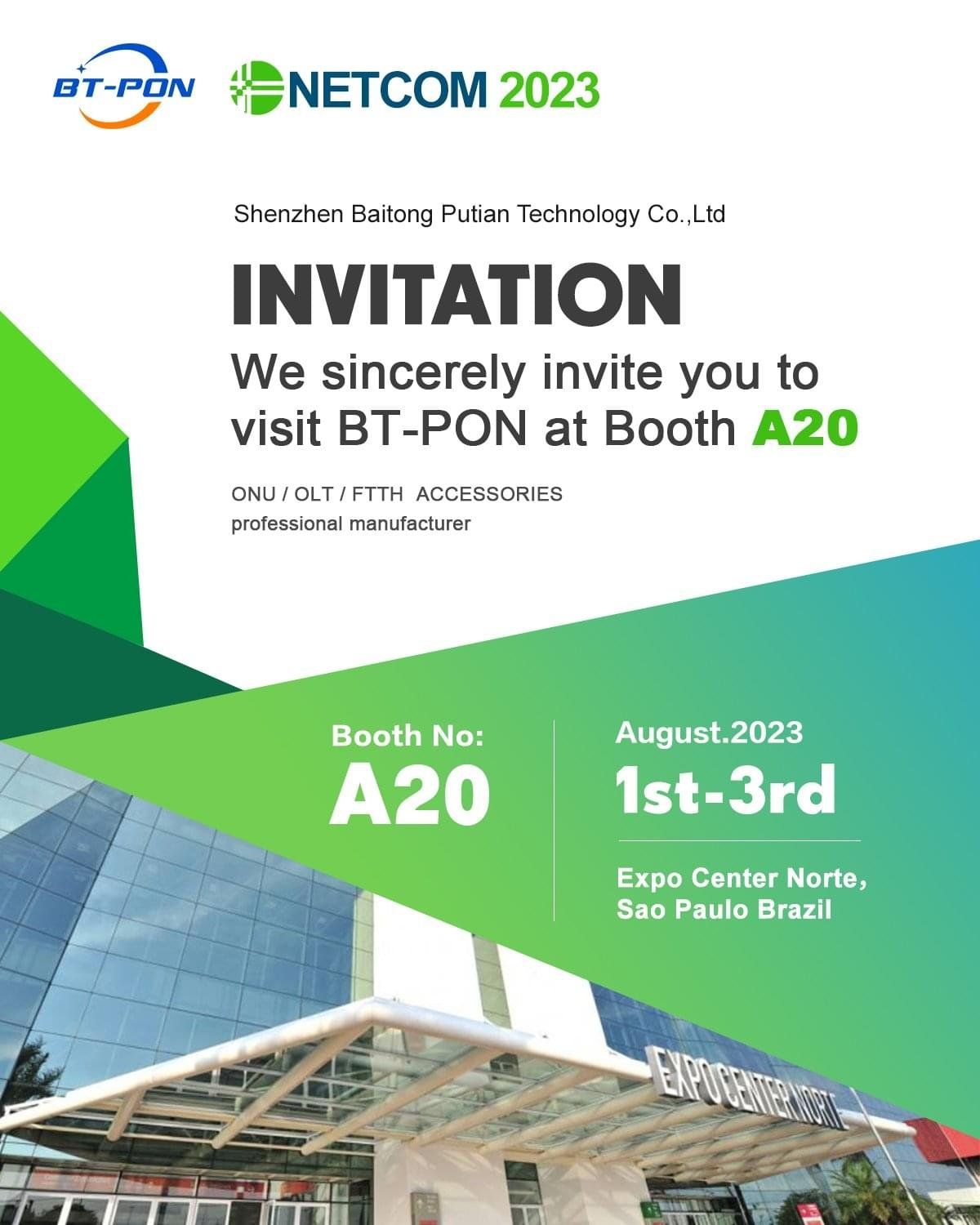 NETCOM Brazil 2023, Join BT-PON at A20! | BT-PON