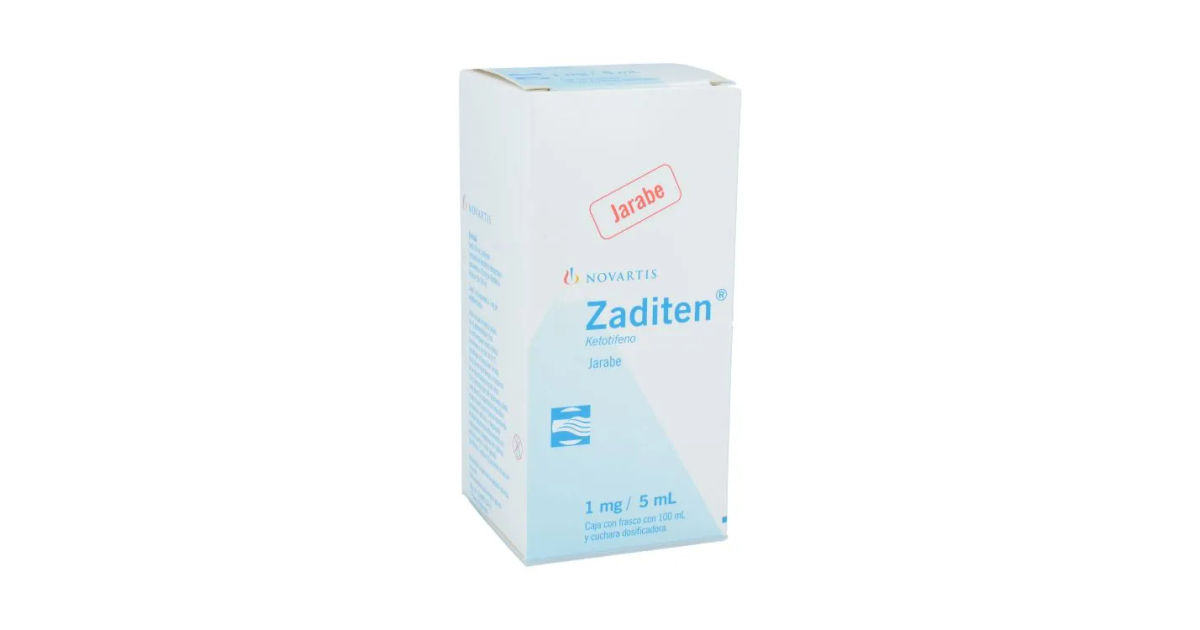 Zaditen Ketotifeno (Novartis) Jarabe 1mg/5ml 100 ml (1 frasco y cuchara ...