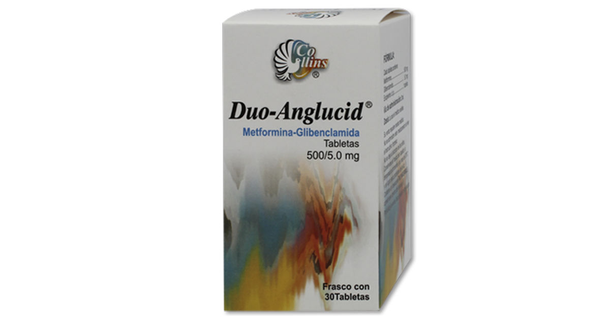 Duo-Anglucid Metformina, Glibenclamida (Collins) Tabletas 500 mg, 5 mg ...
