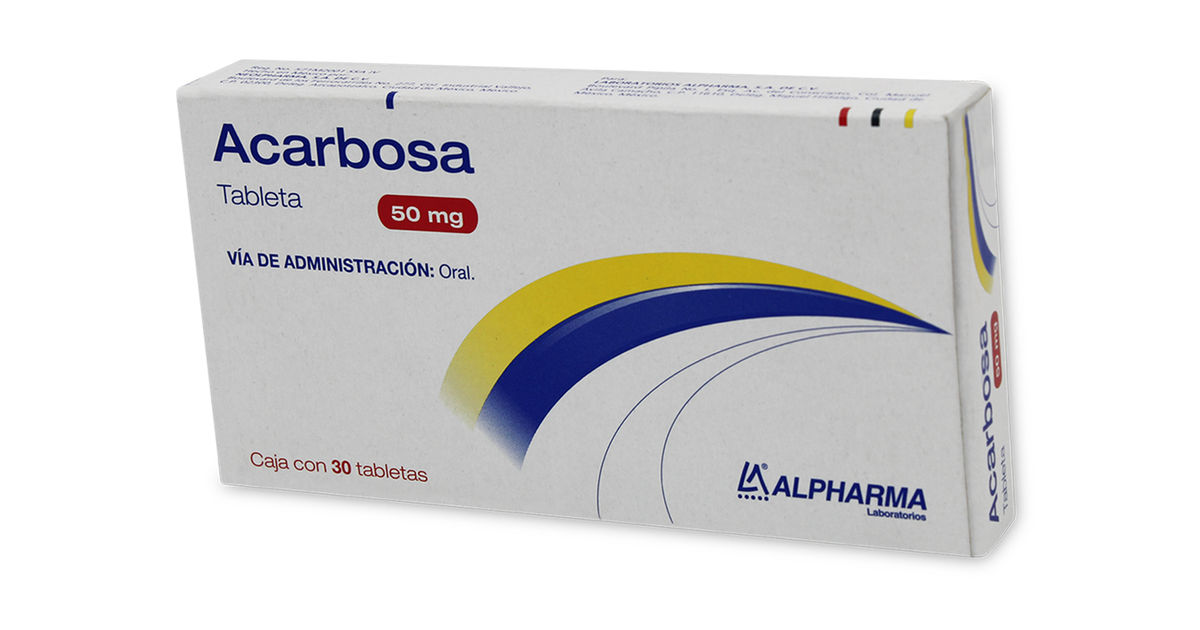 Acarbosa (Alpharma) Tabletas 50 mg 30 tabletas (1 caja) | BuscaMed