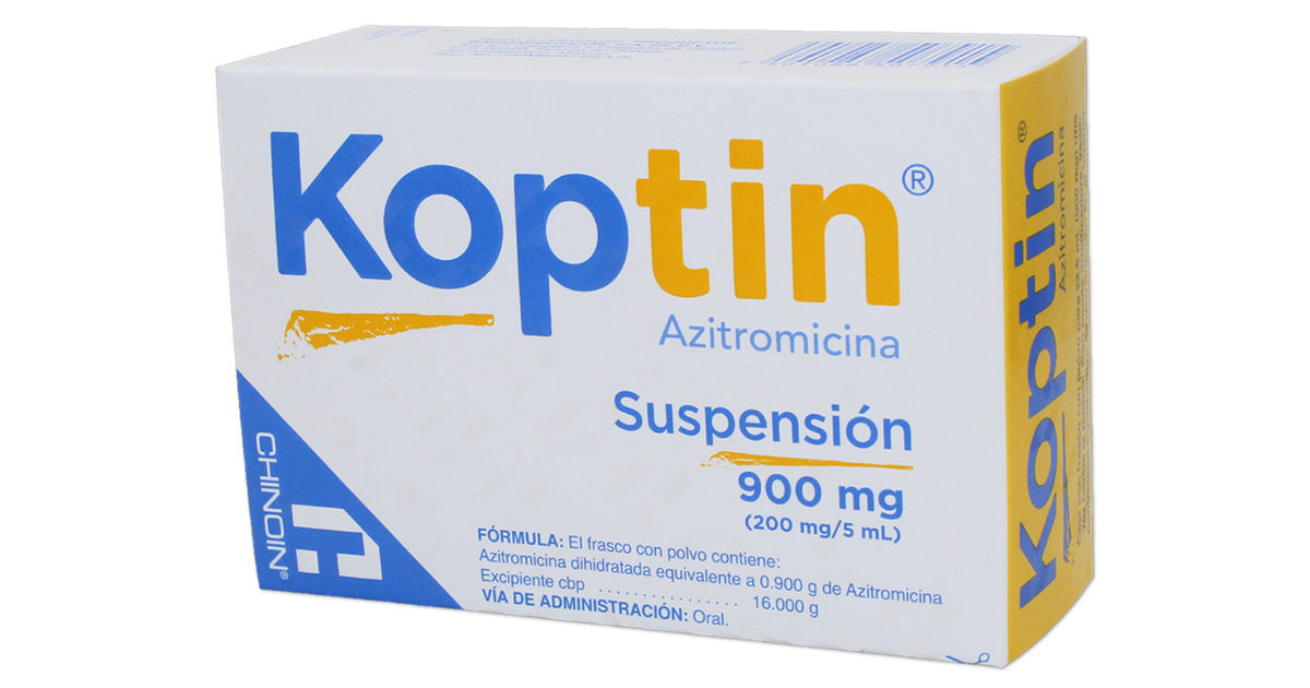 Koptin Azitromicina (Chinoin) Suspensión 200mg/5ml 22.5 ml (1 frasco ...