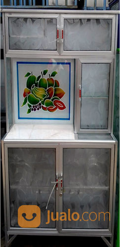 Rak Piring Aluminium Frame Putih + Keramik 2 Pintu Kaca Es 78-160 di ...