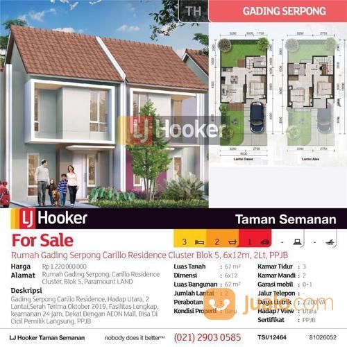 Rumah Gading Serpong, Carillo Residence Cluster, Paramount LAND, 6x12m ...