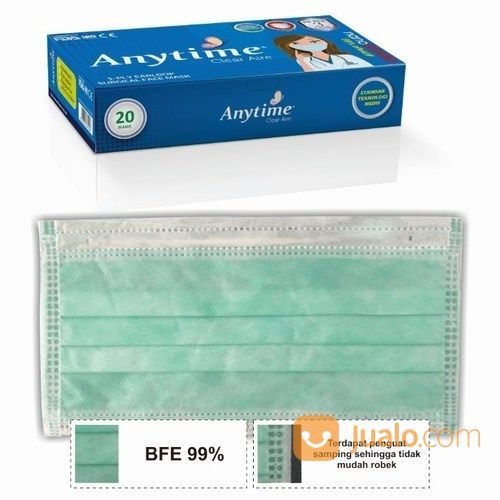 ANYTIME 3-Ply Earloop Surgical Face Mask 20 Pcs - Masker -Compare With ...