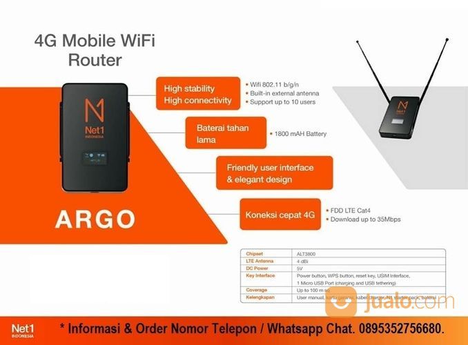 MIfI Net1 ARGO 4G Mobile WiFi Router di Kota Bandar Lampung, Lampung ...