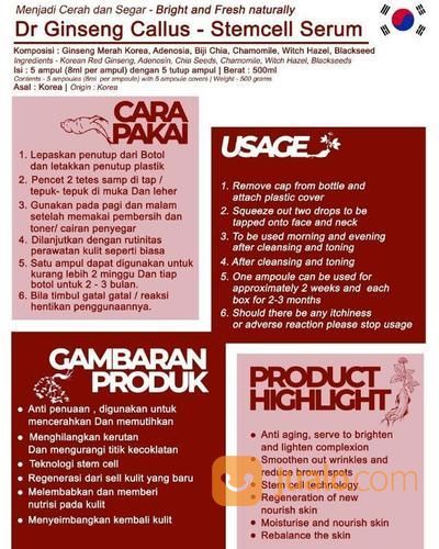 Dr Ginseng Callus - Stemcell Serum, Serum Anti Aging Korea Dengan Ijin ...