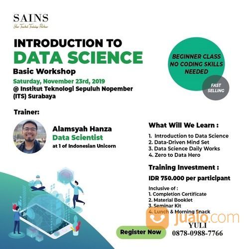 Data Science Basic Workshop di Kota Surabaya, Jawa Timur | Jualo.com Data Science Basic Workshop di Kota Surabaya, Jawa Timur | Jualo.com