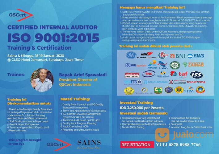 Training & Certification Internal Auditor ISO 9001:2015 QMS - Surabaya ...