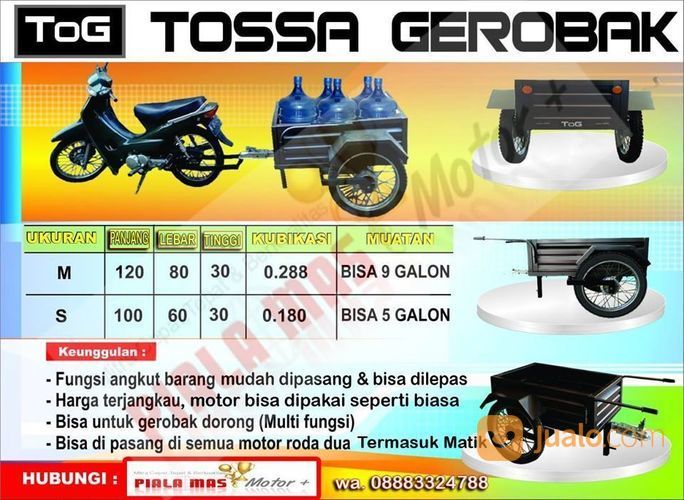 TOSSA Gerobak Gantol Bisa Dipasang Untuk Semua Motor Bebek Dan Laki ...