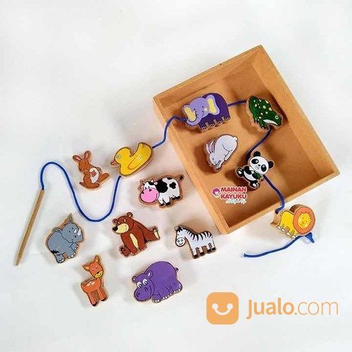 Mainan Meronce Buah Geo Hewan Angka Huruf Transport Kayu Anak PAUD TK ...