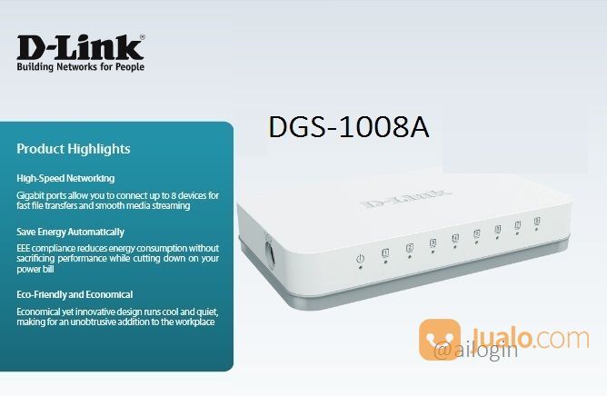 DLINK SWITCH 8 Port DGS-1008A Gigabit Plastik. Murah di Kota Denpasar ...