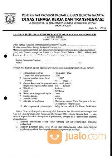 Kepengurusan Sertifikasi Izin Layak Operasi Motor Diesel Genset di Kota ...