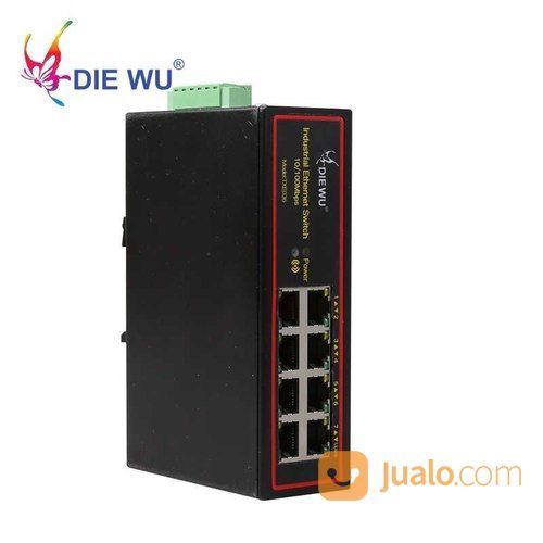 DIEWU 8 Ports Industrial Ethernet Switch 10/100Mbps Network Switch DIN ...