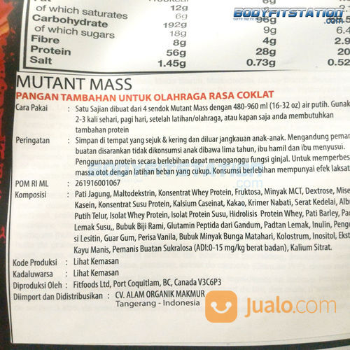 Mutant Mass 15 Lbs / 15lb 15lbs Bulk Gainer Lb Protein Suplemen Susu di ...