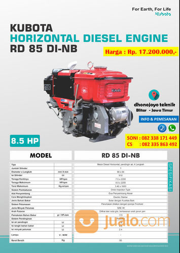 DIESEL ENGINE MERK KUBOTA Tipe RD 85 DI-NB di Kab. Blitar, Jawa Timur ...