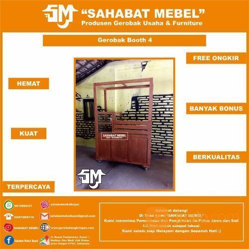 Stand Makanan & Minuman Kekinian Booth Portable 4 Kayu Jati di Kab ...
