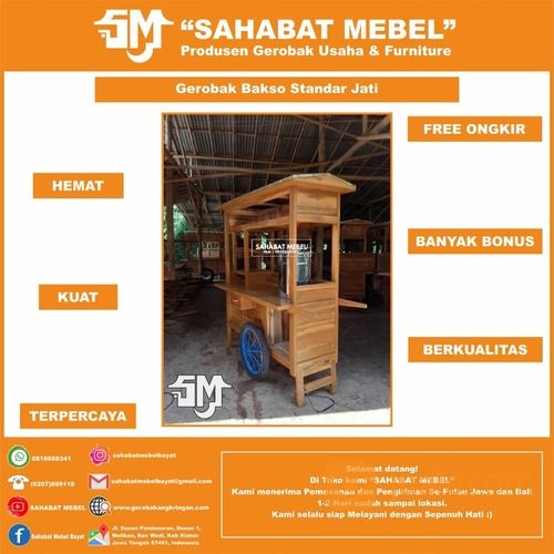Gerobak Bakso / Rombong Bakso Paket Standart Kayu Jati di Kota Pagar ...
