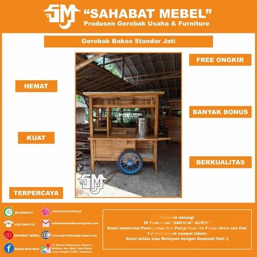 Gerobak Bakso / Rombong Bakso Paket Standart Kayu Jati di Kota Pagar ...