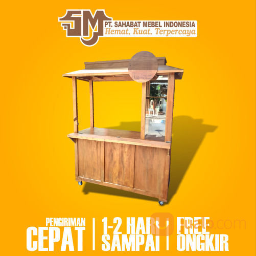 Stand Makanan Minuman Kekinian / Booth Portable 3 Jati / Gerobak Usaha ...