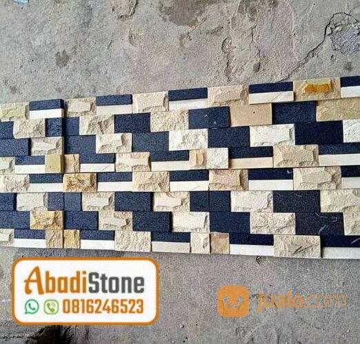 Batu Alam Tempel Dekorasi Dinding Rumah Mozaik Walclauding di Kota ...