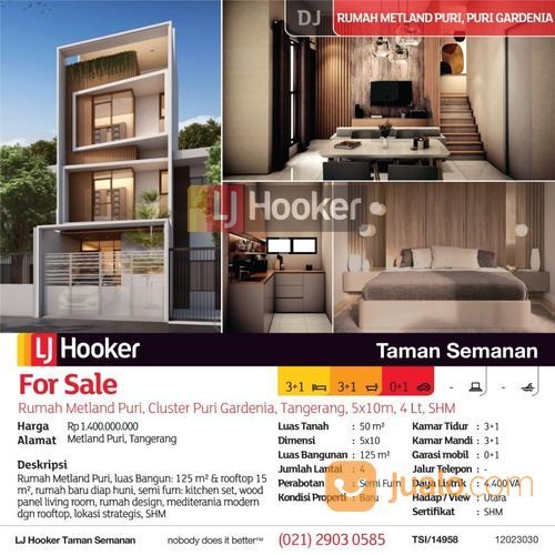 Rumah Metland Puri, Cluster Puri Gardenia, Tangerang, 5x10m, 4 Lt, SHM ...
