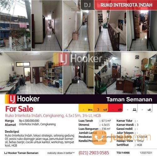 Ruko Interkota Indah, Cengkareng, 4.5x15m, 3 Lt, HGB di Kota Jakarta ...