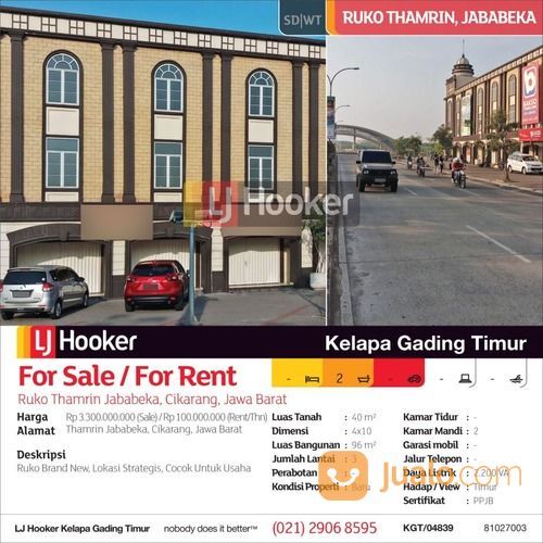 Ruko Ruko Thamrin Jababeka, Cikarang, Bekasi, Jawa Barat di Kota Bekasi ...