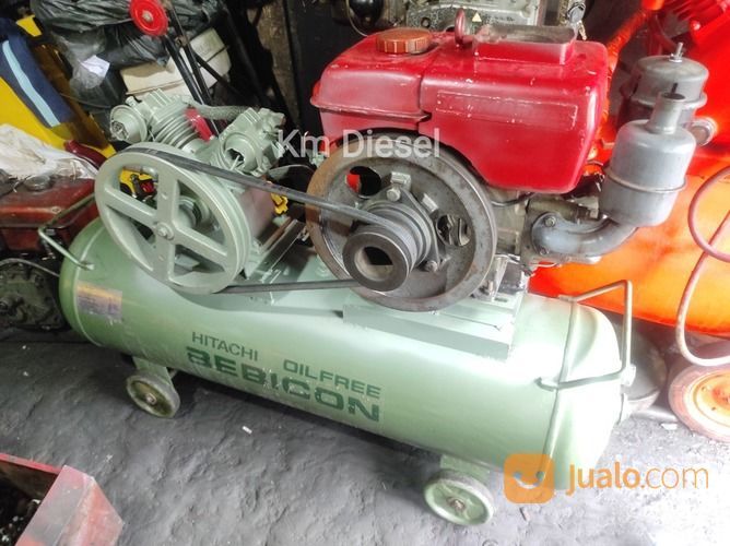 Kompresor Angin 1 PK Set Diesel Yanmar TS 50 / Kompresor 1HP Yanmar di ...