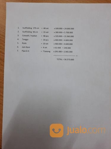 Scaffolding Bekas di Kab. Bekasi, Jawa Barat | Jualo.com