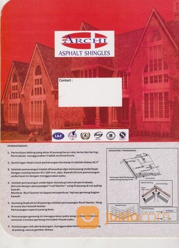 GENTENG ASPAL BITUMEN ARCHIPLUS di Kota Jakarta Selatan, DKI Jakarta | Jualo.com