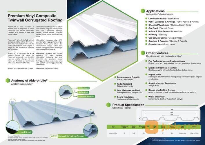 ATAP UPVC DINGIN ALDERON TWIN WALL di Kota Jakarta Selatan, DKI Jakarta ...