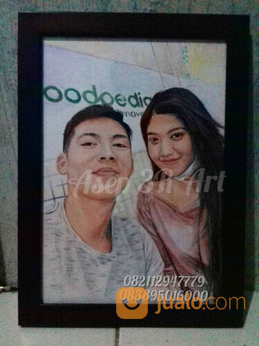 Jasa Lukis Gambar Sketsa Wajah Berwarna 2 Wajah Plus Framebingkai Di Kota Jakarta Utara Dki