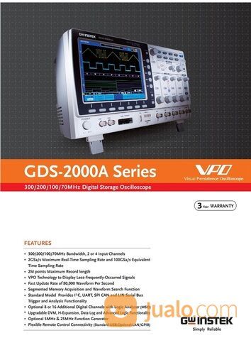 GW Instek GDS-2202A 200MHz, 2-Channel, Digital Storage Oscilloscope di ...