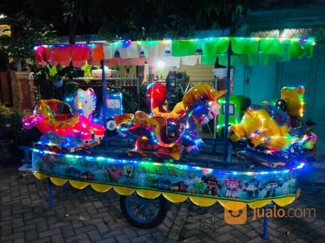 promo menarik odong odong kereta panggung rel putar full fiber full set ...
