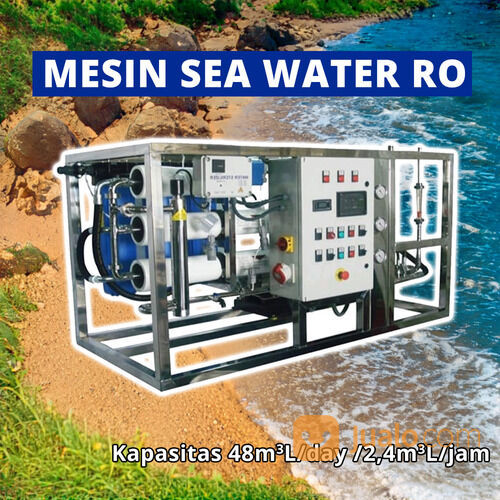 Mesin SW Sea Water RO Reverse Osmosis 48m3 48000 liter per hari 2,4m3 ...