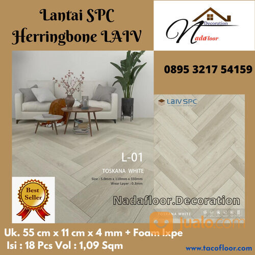 Lantai SPC Motif Kayu Model herringbone laiv tebal 5 mm di Kota ...
