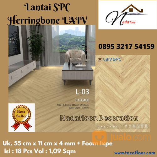 Lantai SPC Motif Kayu Model herringbone laiv tebal 5 mm di Kota ...