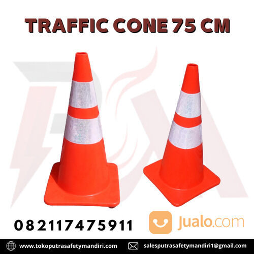 KERUCUT JALAN FULL ORANGE 70 CM TRAFFIC CONE RAMBU TANDA SAFETY JALAN ...