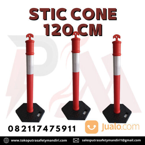 STIK CONE 120 CM BASE RUBBER SEGI 6 TIANG PEMBATAS AREA JALAN LALU ...