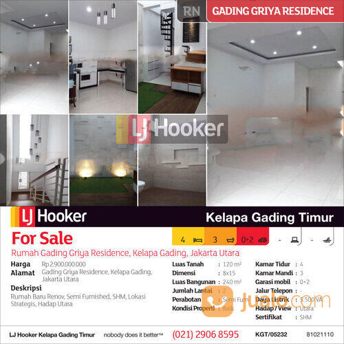 Rumah Gading Griya Residence Kelapa Gading, Jakarta Utara di Kota ...