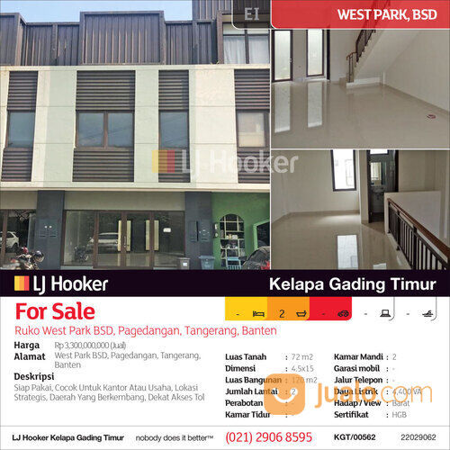 Ruko West Park BSD, Pagedangan, Tangerang, Banten di Kota Tangerang ...