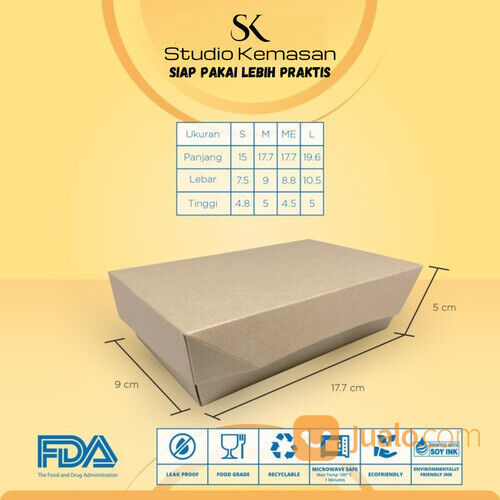 Paper Lunch Box Ukuran L FoodGrade Bahan PREMIUM Natural Paper di Kota ...