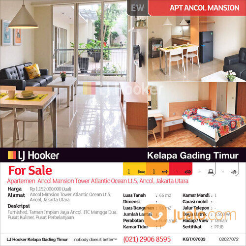 Apartemen Ancol Mansion Tower Atlantic Ocean Lt.5, Ancol, Jakarta Utara ...